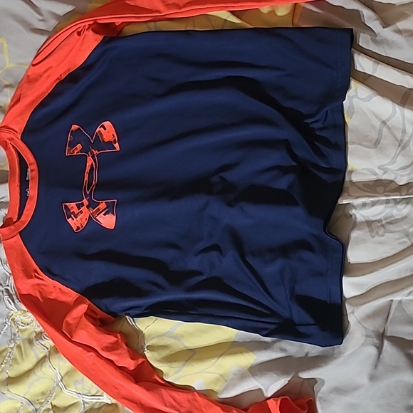 Under Armour | Shirts & Tops | Youth Large Neon Orange And Navy Under ...